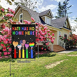 Hate Has No Home Here Garden Flag, 12 x 18 inch Yard Flag Human Rights Justice Sign, BLM Lawn Sign, Feminism Sign, Protest Sign Banner for Outdoor Yard Decoration