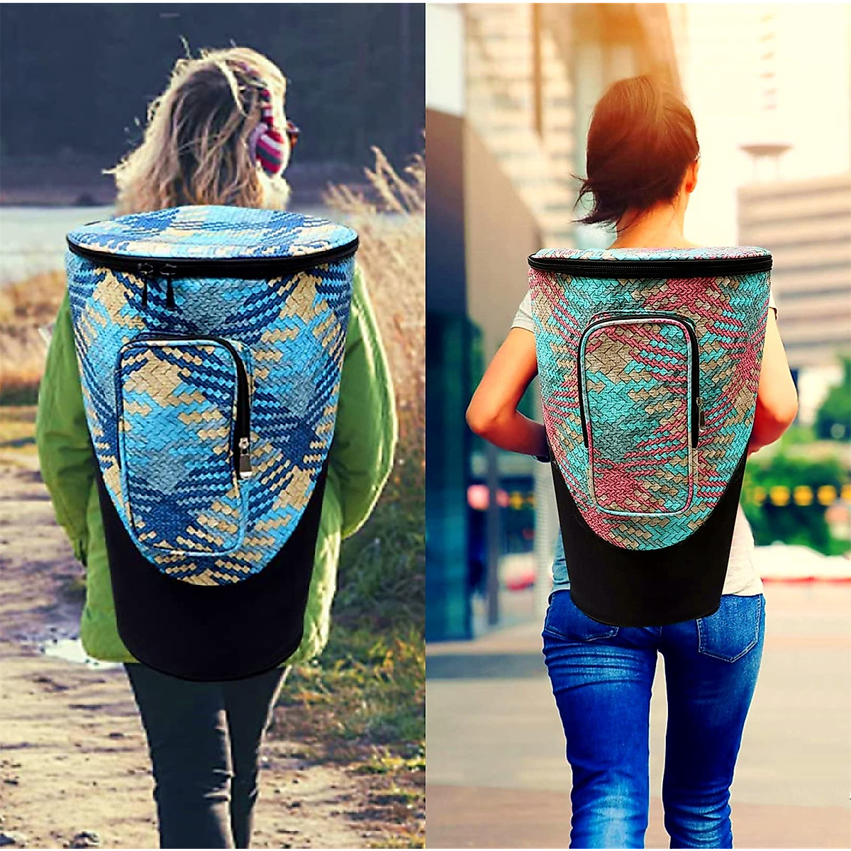 Miwayer Djembe Bag African Drum Case Deluxe Padded Sturdy Shoulders Straps Thicken Waterproof Shockproof Dustproof Only Suitable 8/10/12/13/14'' African Drum (12in, Blue)