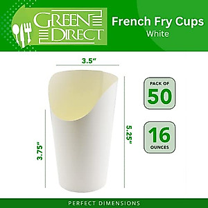 Green Direct White 16 oz. French Fry Cups Disposable Paper Cup | Charcuterie Cups Disposable French Fry Holder | Paper Cups French Fries Holder Pack Of 50 Appetizer Cups
