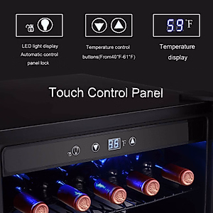 Antarctic Star Wine Cooler/Cabinet Refrigerator Fridge, 36 Bottle Freestanding Wine Chiller with Stainless Steel, Double-Layer Glass Door Touch Screen for Home Office/Bar,4.4Cu.Ft.