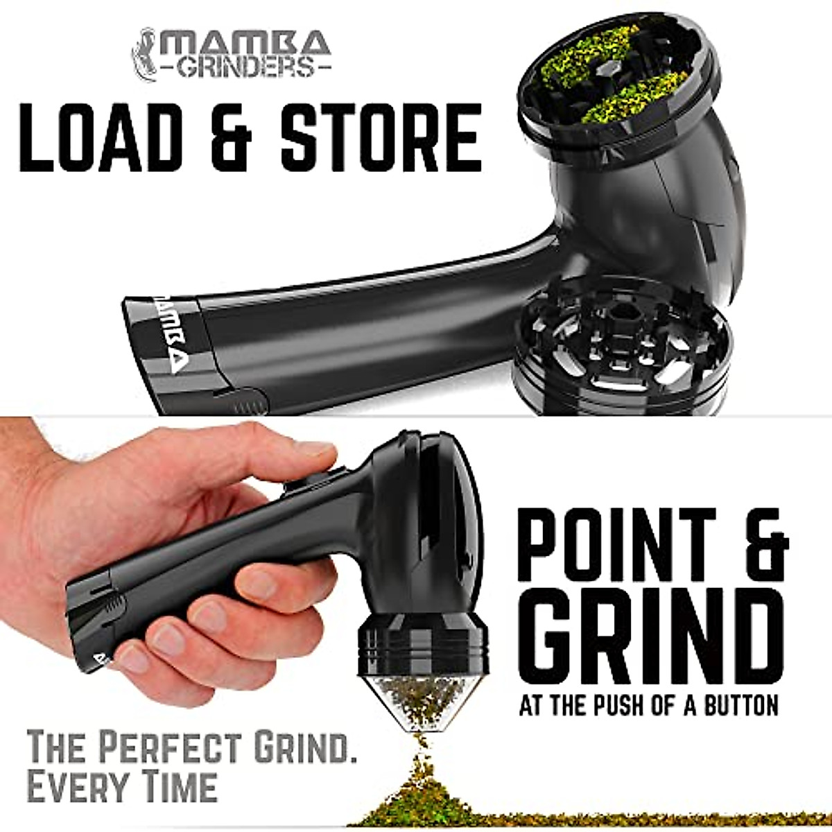 Mamba 1g 50mm Electric Herb Grinder. 6V Battery Powered One-Handed Mill. Easy Press Two-Direction Rocker Switch for Fluffy Product Grinding