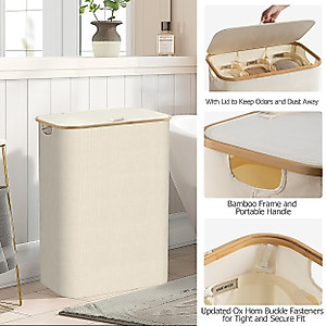 Laundry Hamper with Lid, 170L Extra Large Laundry Hamper 3 Section, Dirty Clothes Hampers with Removable Laundry Bags, Laundry Basket Organizer for Bathroom, Bedroom, Dorm Laundry Room(Beige)