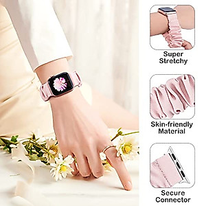 TransJoy 6 Pack Scrunchie Solo Loop Cute Watch Band Compatible for Apple Watch 38mm 40mm 41mm 42mm 44mm 45mm Women, Lady Cloth Stretchy Strap for iWatch Series 8 7 6 5 4 3 SE(38 S-Stone)