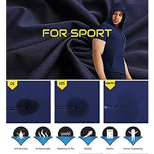 DEYI Customize Men's Moisture Wicking Shirts with Hoods Packs for Running, Tech 2.0 Black XL