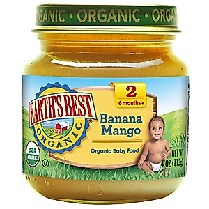 Earth's Best Organic Stage 2 Baby Food, Banana Mango, 4 oz. Jar (Pack of 12)