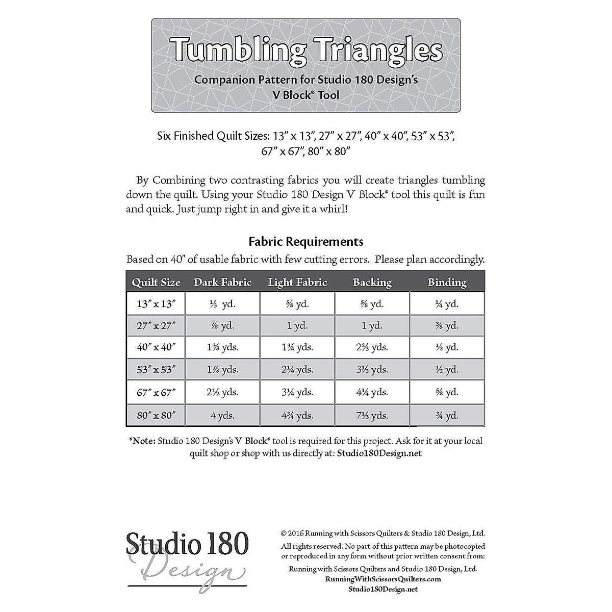 Tumbling Triangles Quilt Pattern by Deb Tucker