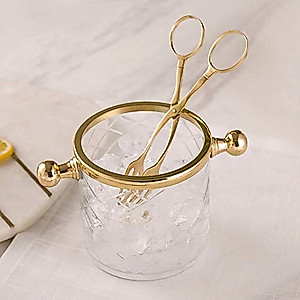 MJWDP Handmade Brass glass ice bucket with ice clip dining table cooler wine wine rack ice bucket champagne can cooler