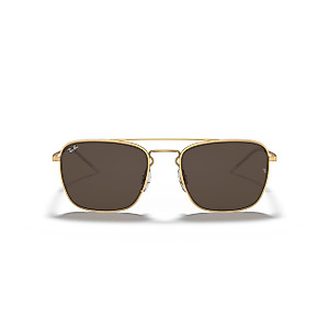 Ray-Ban RB3588 Square Sunglasses, Rubber Gold/Dark Brown, 55 mm