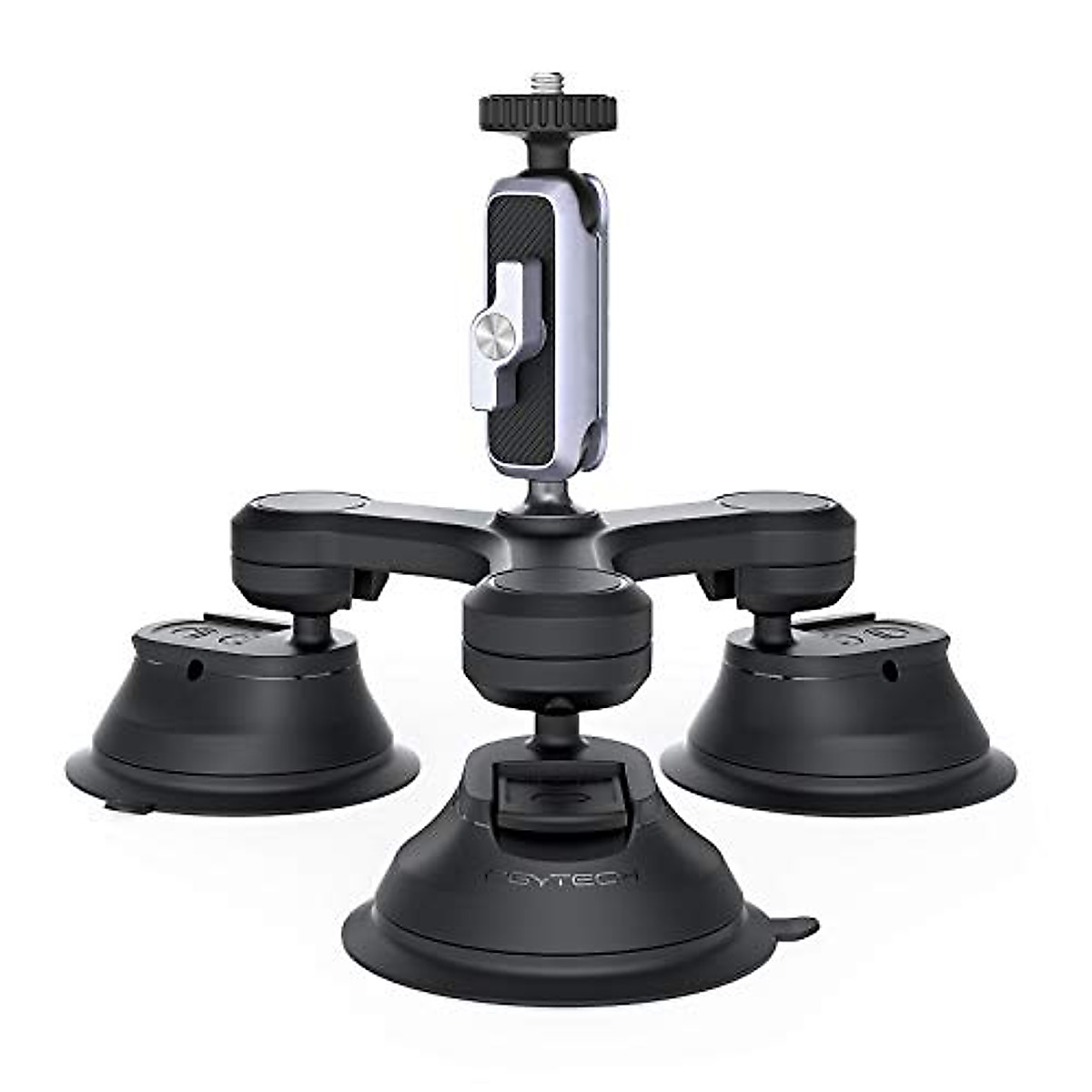 PGYTECH Triple Suction Cup Mount Compatible for DJI OSMO Action 4/3/2, Gopro 11/10/9/8/7/6/5/4 with 1/4"-20 Standard Thread Adapter, for Insta360 ONE RS/R/ONE X3/X2