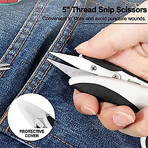 Premium Tailor Sewing Scissors Bundle, 8.1" Heavy Duty Sharp Fabric Scissors, 5.1"/4" Detail Embroidery Scissors, 5" Thread Snips with Comfort Grip (Grayish White)