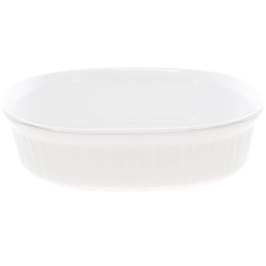 CorningWare French White 1.5 Quart Oval Casserole Bundle: 1.5 Oval with Plastic Lid