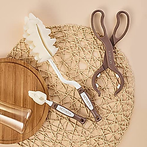 MOTHER-K Rotating Bottle Brush with Nipple Brush, for Baby Bottle, Water Bottle, Vase, and Glassware (Brown)