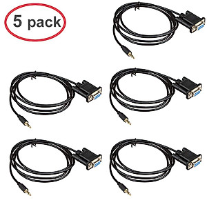 LIANSHU 5Pack DB9Pin Female to DC3.5mm Serial Cable-6 Feet Black (5Pack)