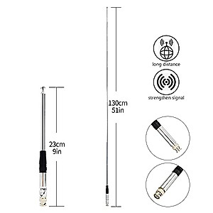 HYSHIKRA 27Mhz 11meter 51inches BNC Telescopic CB Antenna for Cobra HH50WXST HH50 MRHH350FLT C75WXST HH38WXST Midland 75-822 75-785 MHS75 Uniden BC75XLT PRO401HH BC125AT Handheld Transceiver (ROD130)
