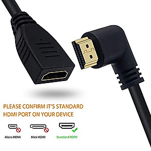 Poyiccot 8K HDMI Extension Cable, Short 8K HDMI 90 Degree Left Angle Male to Female HDMI 2.1 Cable Adapter 48Gbps with 8K 60Hz Video and 3D HDR for TV/Xbox /PS4 /PS5 (Left M/F), 0.5feet