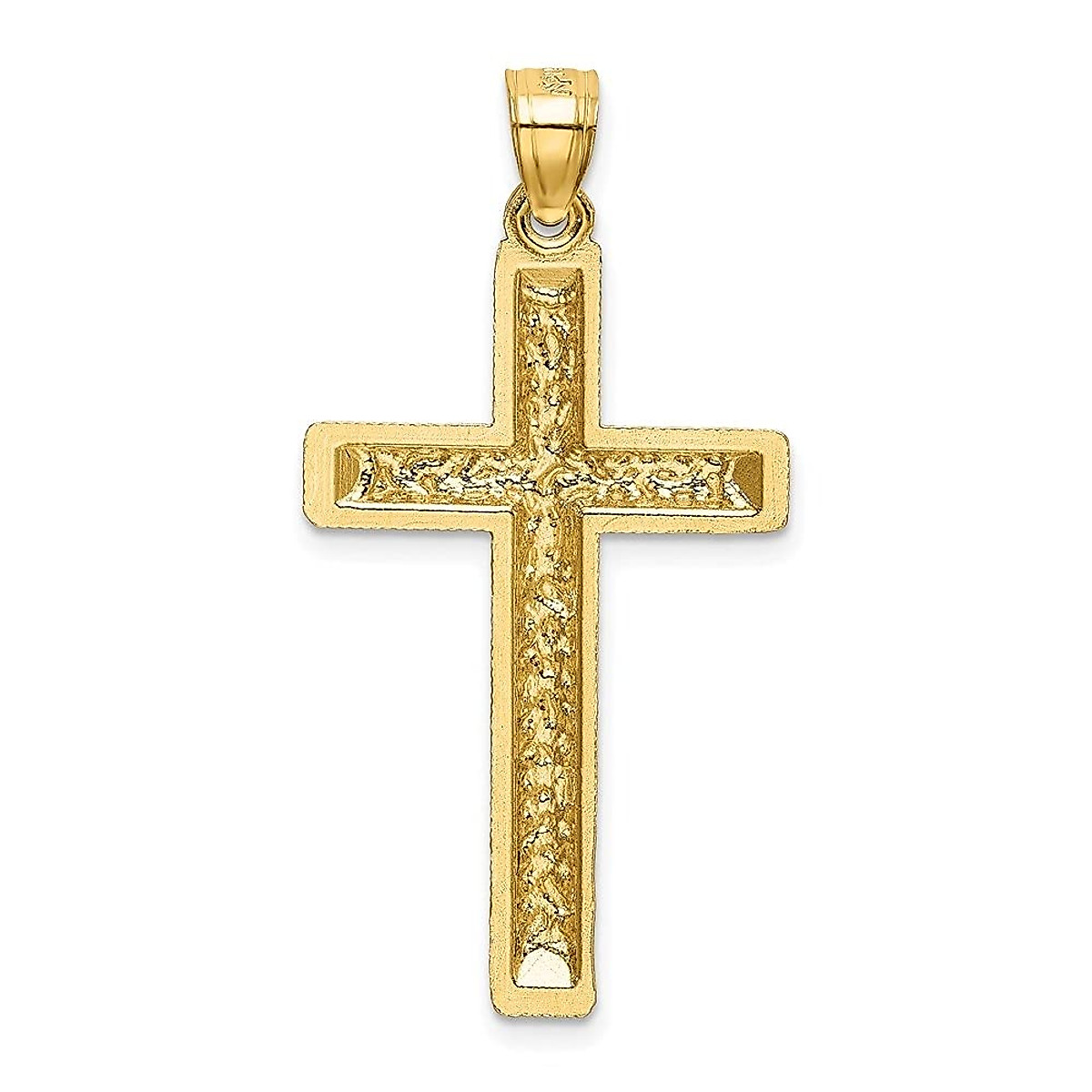 Diamond2Deal Gift for Mothers Day 14K Yellow Gold Diamond-Cut Latin Religious Crucifix Cross Pendant Fine Jewelry for Women
