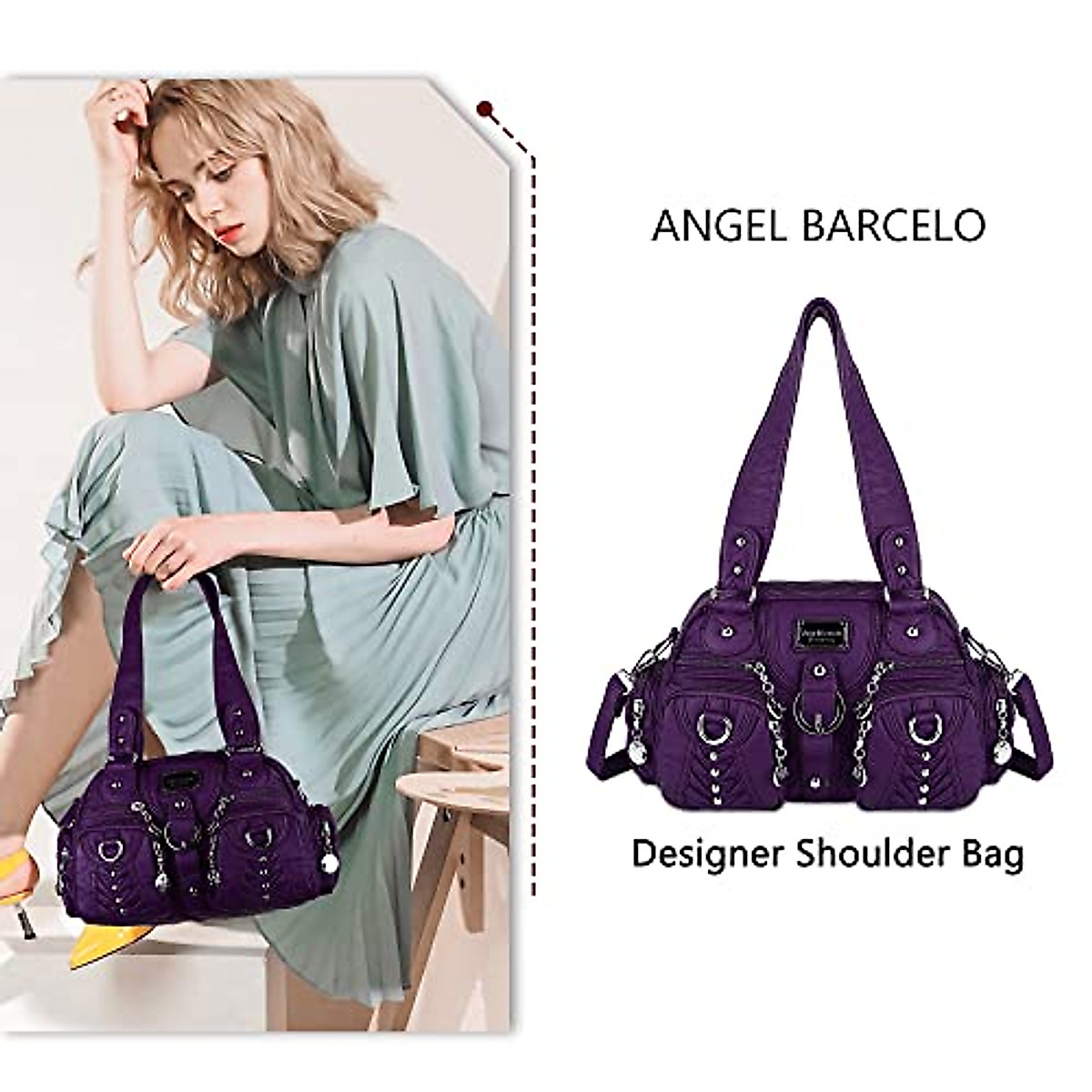 AngelKiss Small Purse Handbag for Women Crossbody and Shoulder Bags Multipocket Soft Hobo Purses Adjustable Strap Satchel vegan Leather