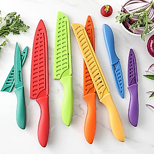 Mogaguo 7 Piece Rainbow Sharp Kitchen Knife Set, Knife Set for Kitchen Professional, Chef Knife Set Dishwasher Safe with Sheath