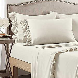Lush Decor Reyna 4 Piece Ruffle Sheet Set, Queen, Wheat