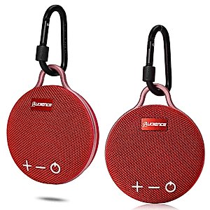 UrbanX Audience Series IPX7 Bluetooth Waterproof Speaker with Clip, 20H Playtime, Compact Speaker with Big Sound, Punchy Bass, Wireless for Mi 11 Pro & Beach, Pool, Boat, Biking Red 2 Pack