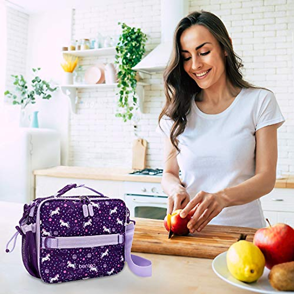 Bentgo Prints Insulated Lunch Bag Set With Kids Bento-Style Lunch Box (Unicorn)
