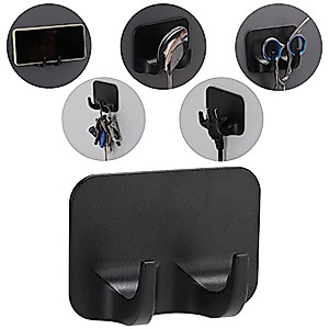 6pcs Adhesive Hooks Heavy Duty Stick on Wall Hooks Towel Hooks Door Hooks Waterproof Stainless Steel Razor Holder Shaver Hook (Black)