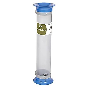 Glasdon C-Thru 15Q Battery Recycling Tube (Blue) – Small Battery Recycling Bin – Compact 15Q Transparent Battery Collection Tube – Standard/Recycle Across America Decals (Recycle Across America Decal)