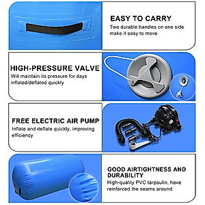 86 York Air Barrel Gymnastics Roller Inflatable Tumbling Mat, Back Handspring Training Air Mat Tumble Track Gymnastics Equipment For Home Use, Cheerleading with Electric Pump (75cm(D)*120cm(H), BLUE)