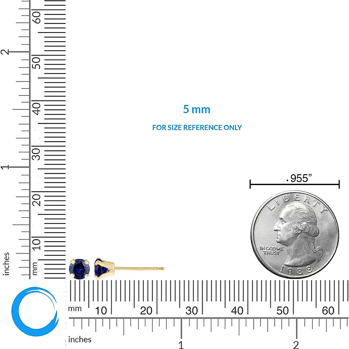 Natural Sapphire Round Stud Earrings for Women in 14k Yellow Gold with Push Back 5 mm by Lavari Jewelers