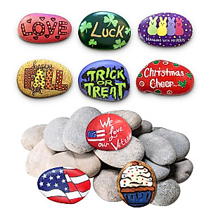 YEAHOME 20PCS Rocks for Painting, 2-3in Natural River Rocks Smooth Unpolished Kindness Stones Kit, Flat Rock for Painting Art & DIY Crafting, School Events, 4th of July Decor, Gift for Kids & Adults