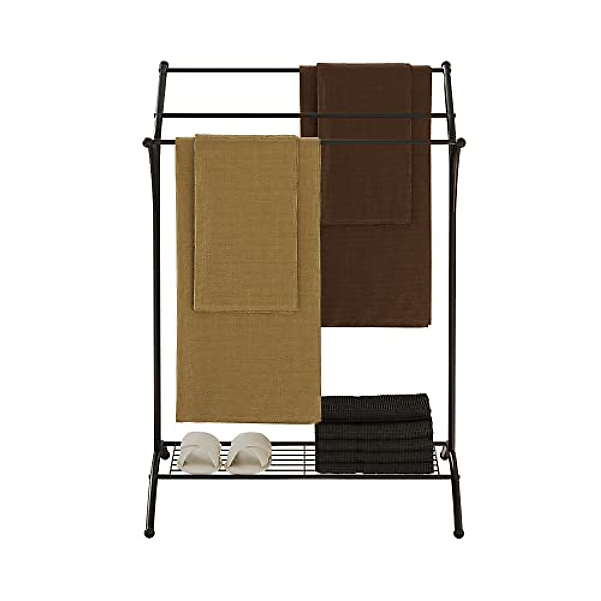JOIN IRON Freestanding Towel Rack, 3 Tiers Black Metal Towel Rack rfor Bathroom Accessories Organizer for Bath Storage & Hand Towels,Washcloths,Next to Tub or Shower