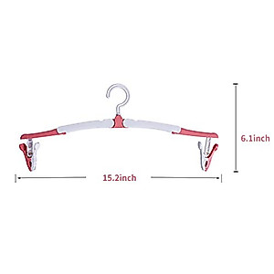 Folding Clothes Hangers, Portable Travel Hanger, with 2 Clips，Anti-Slip Design Clothes Hanger, Foldable Drying Rack Clothes Pants Pants Shirts Socks Underwear Jacket-4 Packs (Pink Blue)