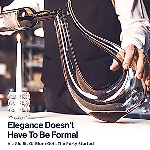 HiCoup Red Wine Decanter with Aerator - 750mL Crystal Glass Wine Carafe and Purifier for Home Bar﻿