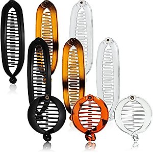 9 Pieces French Banana Clip Comb Fishtail Hair Clips and Flexible Ponytail Holders - Interlocking Hair Styling Accessories for Women