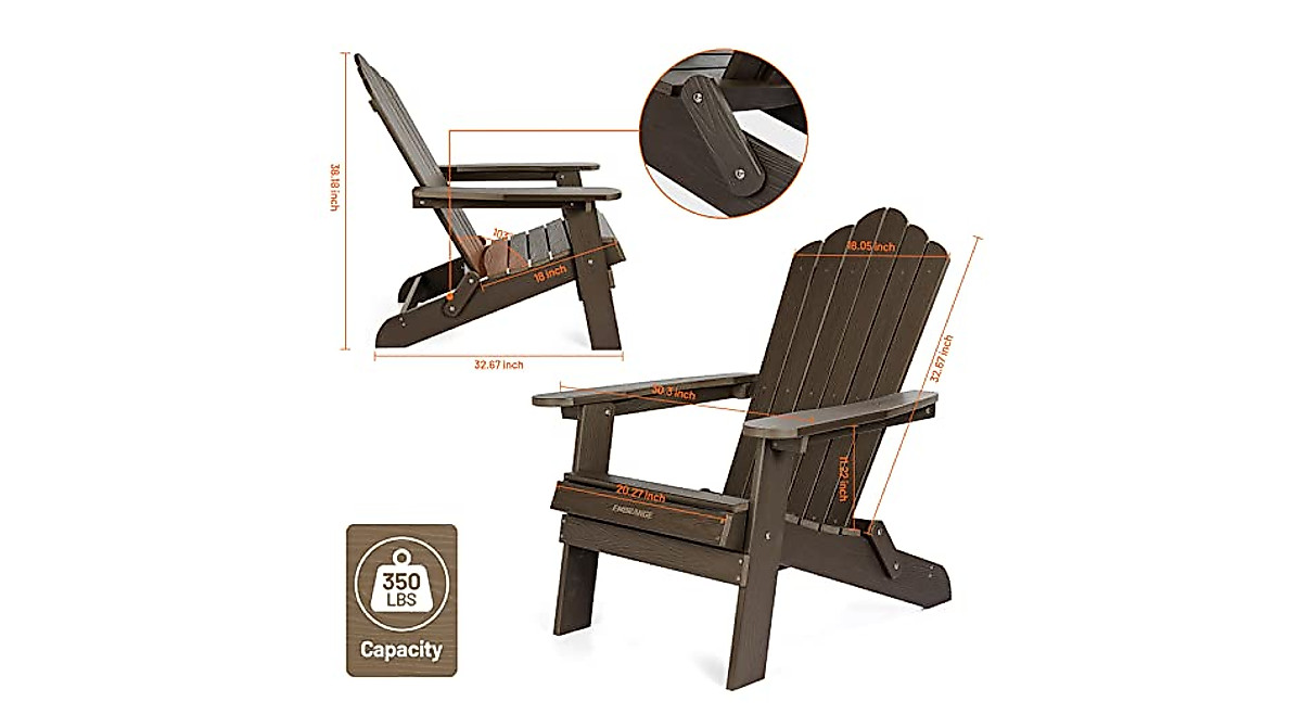 EMBRANGE Folding Adirondack Chairs for Outdoor Comfort & Style