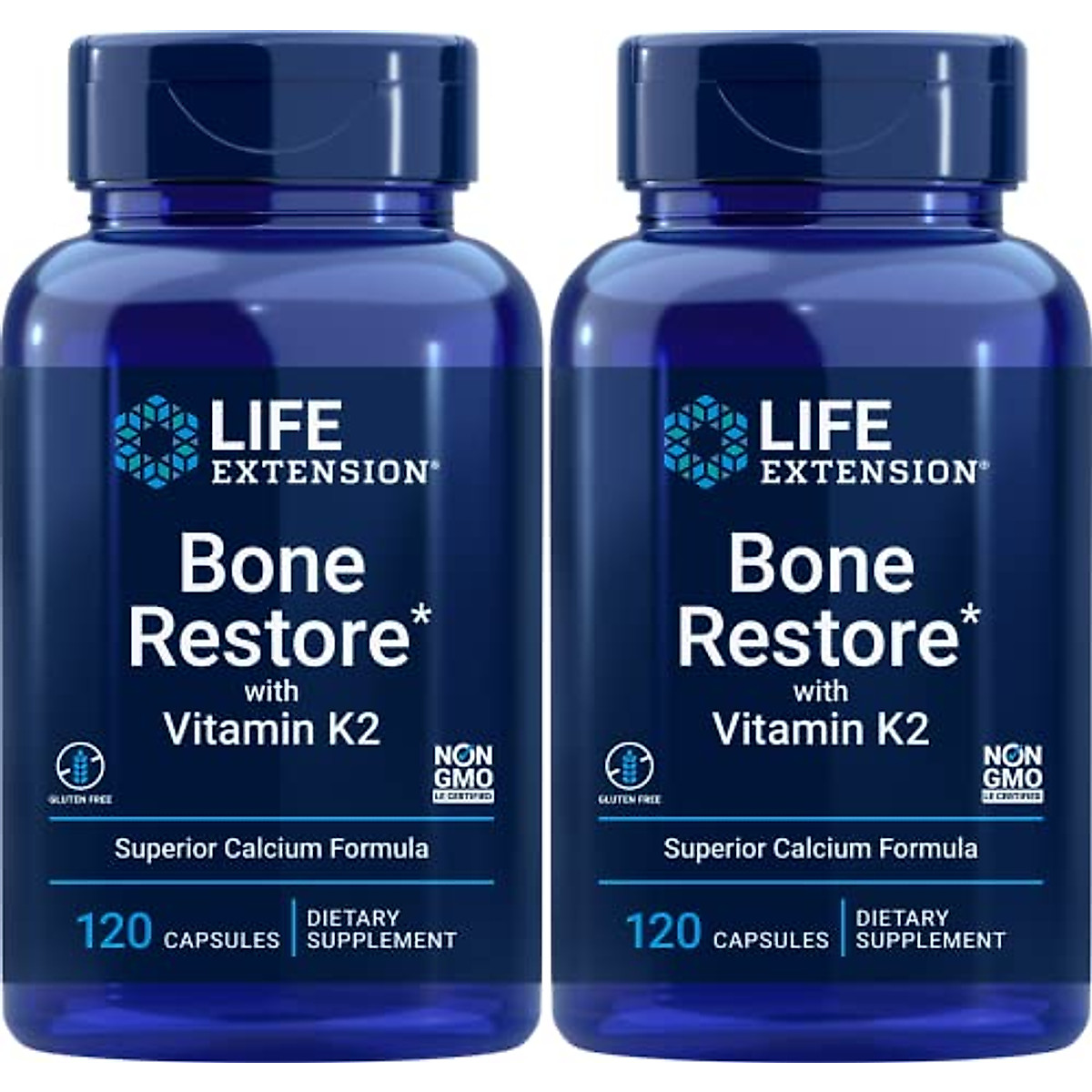 Life Extension Bone Restore With Vitamin K2,Caps 120 Count (Pack of 2)
