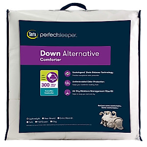 Serta Lightweight Quilt-Stitched Fiber Fill Down Alternative Comforter, King, White