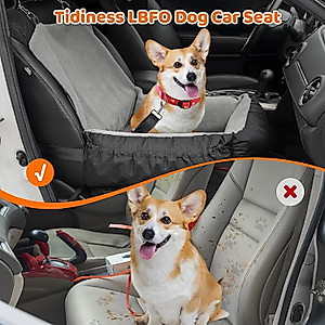 LBFO Dog Car Seat, Puppy Car Seat with Storage Pockets and Clip-On Safety Leash, Washable Coral Fleece Pet Car Seat for Small Medium Dogs, Cat Car Seat for Travel Dog Car Bed