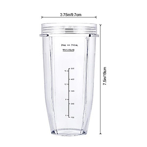 Blender Replacement Cups for Ninja Blender, 24OZ Cups with 2 Sip Seal Lids & 2 Gaskets, Compatible with Nutri Ninja Auto IQ Series Blenders BL450 BL454 BL456 BL480 BL490 BL640 BL642 BL680(2 Pack)