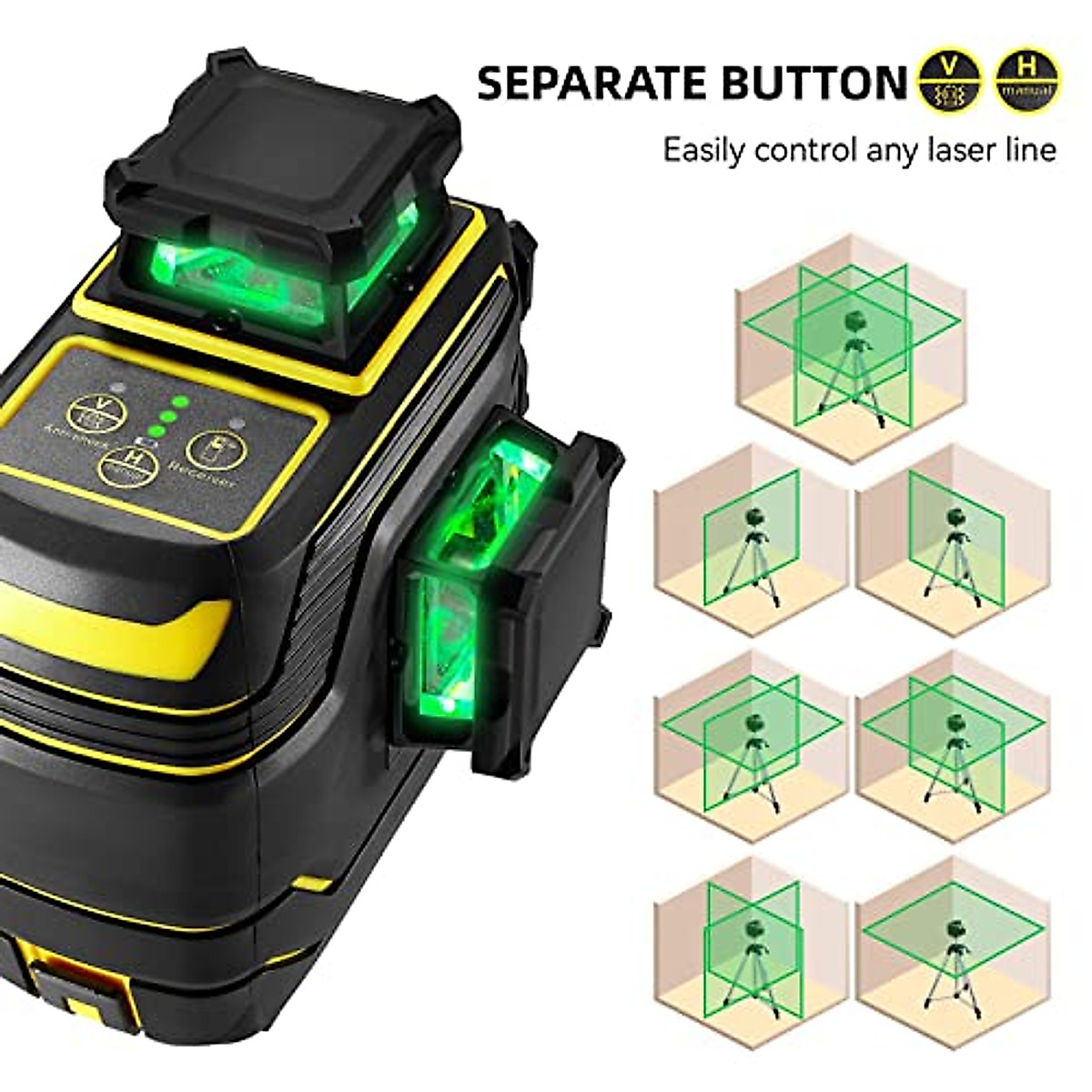 Laser Level with Tripod Set, Firecore 3X360 Green Laser Level Self Leveling and Alignment Line Laser Tool for Construction, Includes Rechargeable Li-Ion Battery, L-Bracket & Carry Pouch