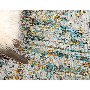 Unique Loom Baracoa Collection Area Rug - Cayo Hueso (5' 5" x 8' Rectangle, Light Blue/ Beige)