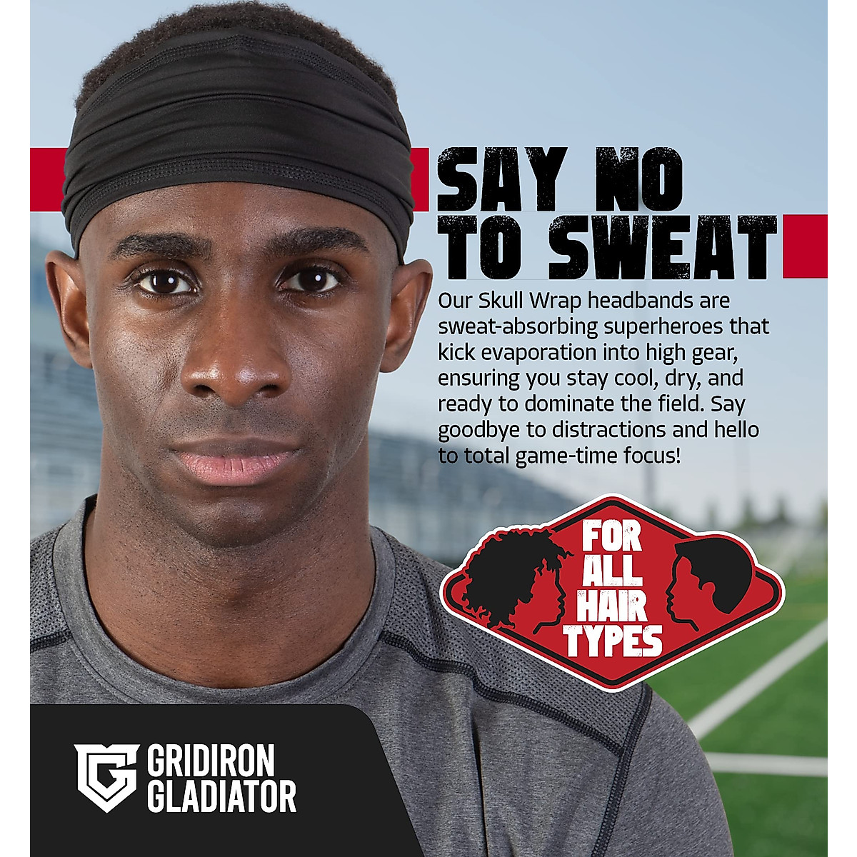 Gridiron Gladiator Skull Bandana - Men's Sports Headwrap for Workout and Football