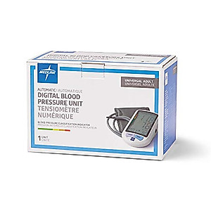 Medline Elite Automatic Digital Blood Pressure Monitor with Large Display Screen, Universal Upper Arm Cuff (fits arms 22-42 cm), Batteries and Carrying Case Included, MDS3001, Basic