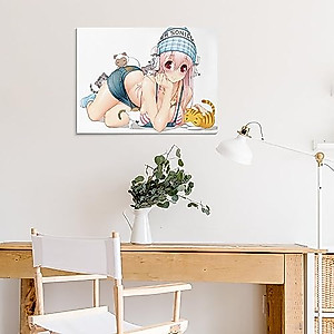 Super Sonico Anime Posters Kawaii Girls Swimsuit Cartoon Aesthetic Poster (3) Wall Art Paintings Canvas Wall Decor Home Decor Living Room Decor Aesthetic 16x20inch(40x51cm) Frame-Style