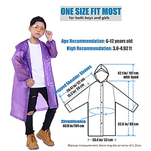 Makonus Kids Rain Jacket, 2 Pack Rain Ponchos for Kids with Hood and Sleeves Reusable Raincoats for Boys and Girls