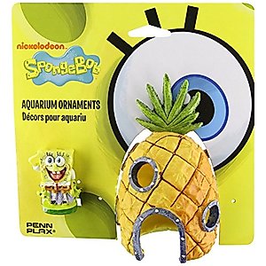Penn-Plax Spongebob and Pineapple House Aquarium Ornament | 2 Piece Set | Great for Fresh or alt Water Tanks