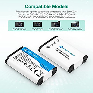 FirstPower NP-BX1 Battery 2-Pack and USB Dual Charger for Sony ZV-1 Sony Cyber-Shot DSC-RX100,DSC-RX100 II,DSC-RX100M II,DSC-RX100 III,DSC-RX100 IV,DSC-RX100 V/VII and Other Models