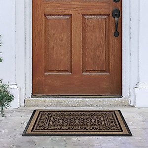 RUGGABLE Washable Front Entryway 2x3 Welcome Door Mat, Mabelle Black, Premium Doormat for Indoor Outdoor Entry with Gripper Non Slip Pad