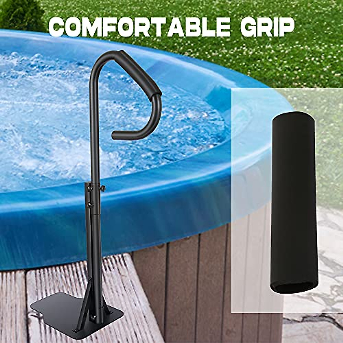 Ryan Spa Safety Handrail 57'' Hot Tub Handrail 600LBS Capacity Hot Rail, Spa Hand Railing with Slide-Under Base for Access Spa, tub