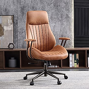 XIZZI Ergonomic Chair, Modern Computer Desk Chair,high Back Leathe Office Chair with Lumbar Support for Executive or Home Office (Brown 1)